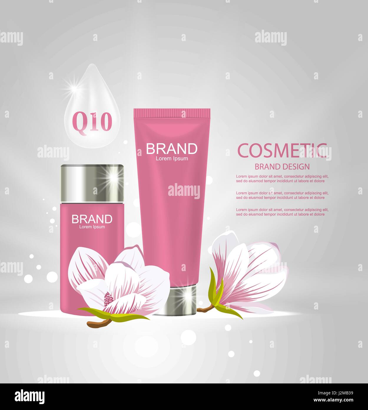Design Poster for Cosmetics Product Advertising with Magnolia Flowers ...