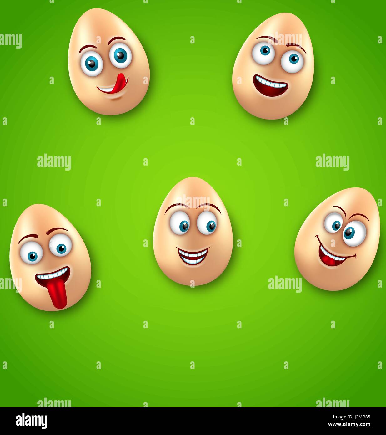 Happy Easter Background with Cheerful Cartoon Eggs Stock Vector Image ...