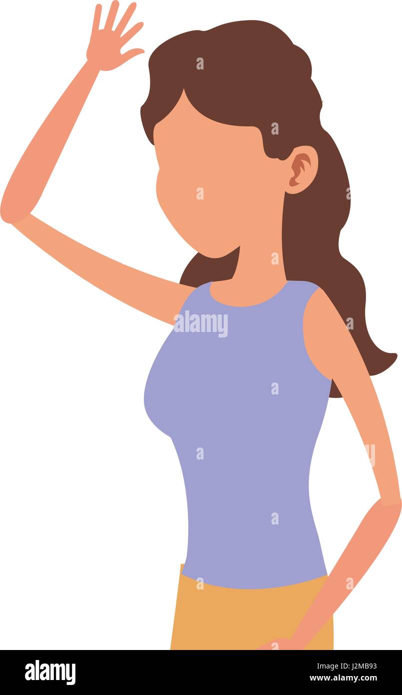 character woman her arm raised image Stock Vector Image & Art - Alamy