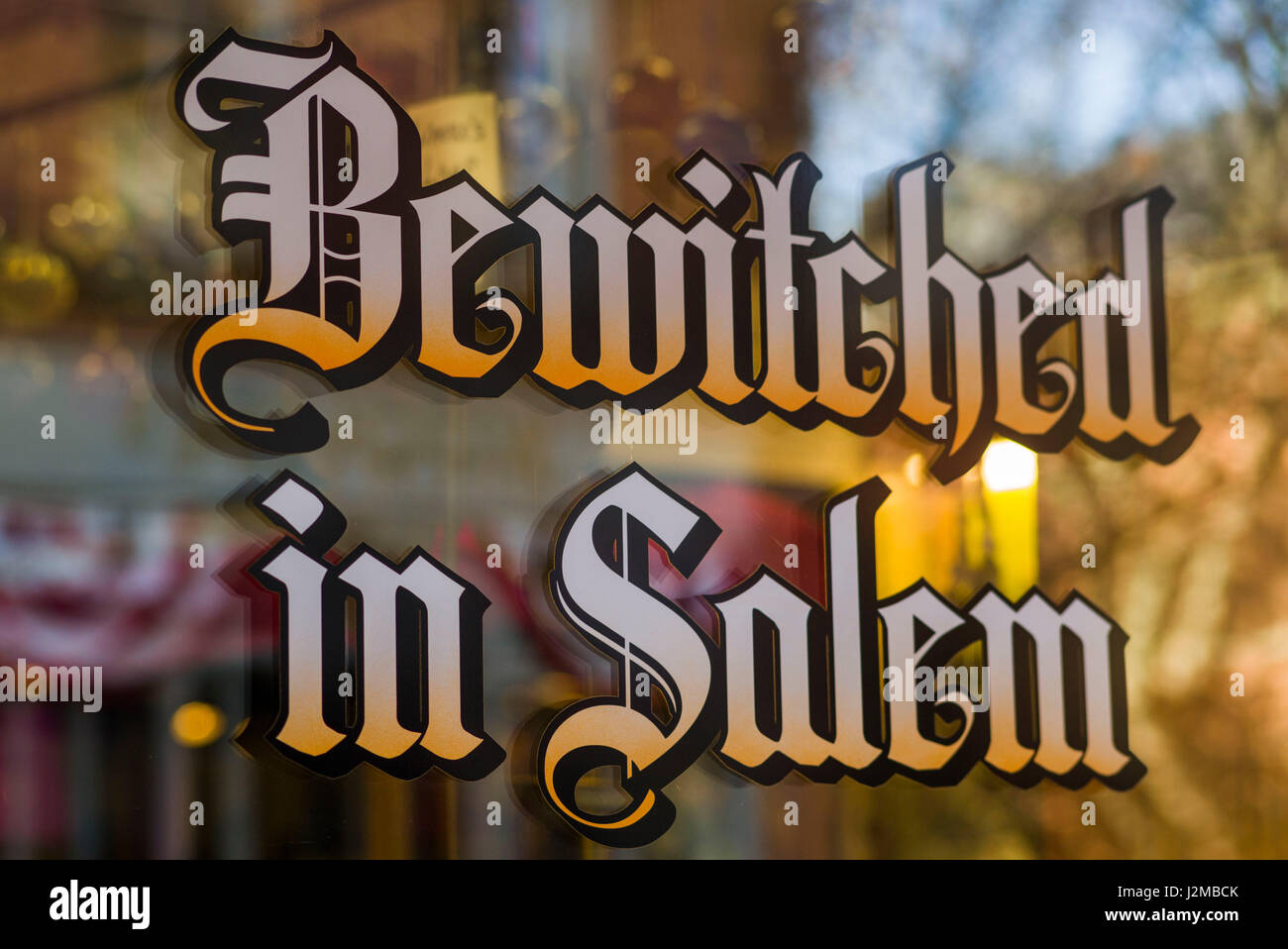 USA, Massachusetts, Salem, Bewitched in Salem, store sign Stock Photo ...