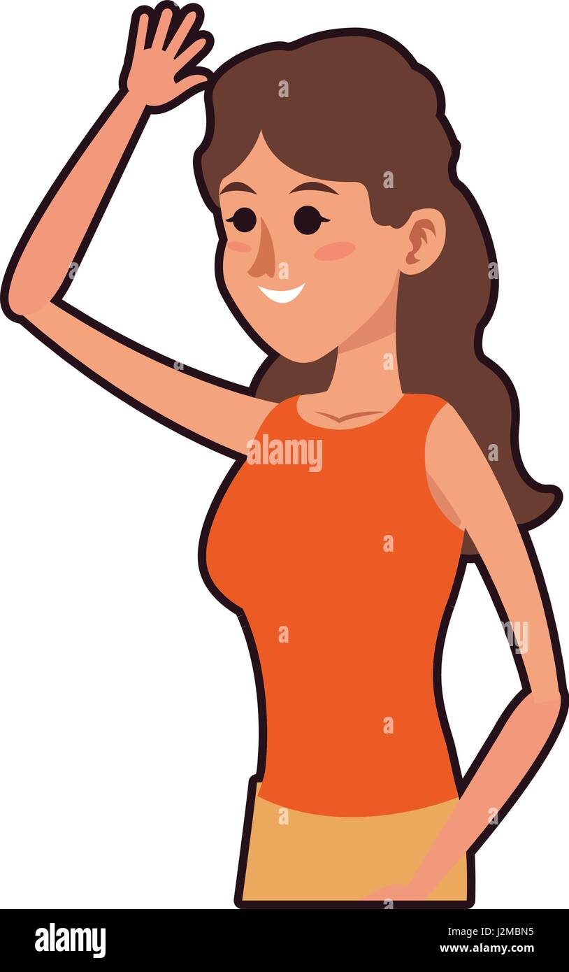character woman her arm raised image Stock Vector Image & Art - Alamy