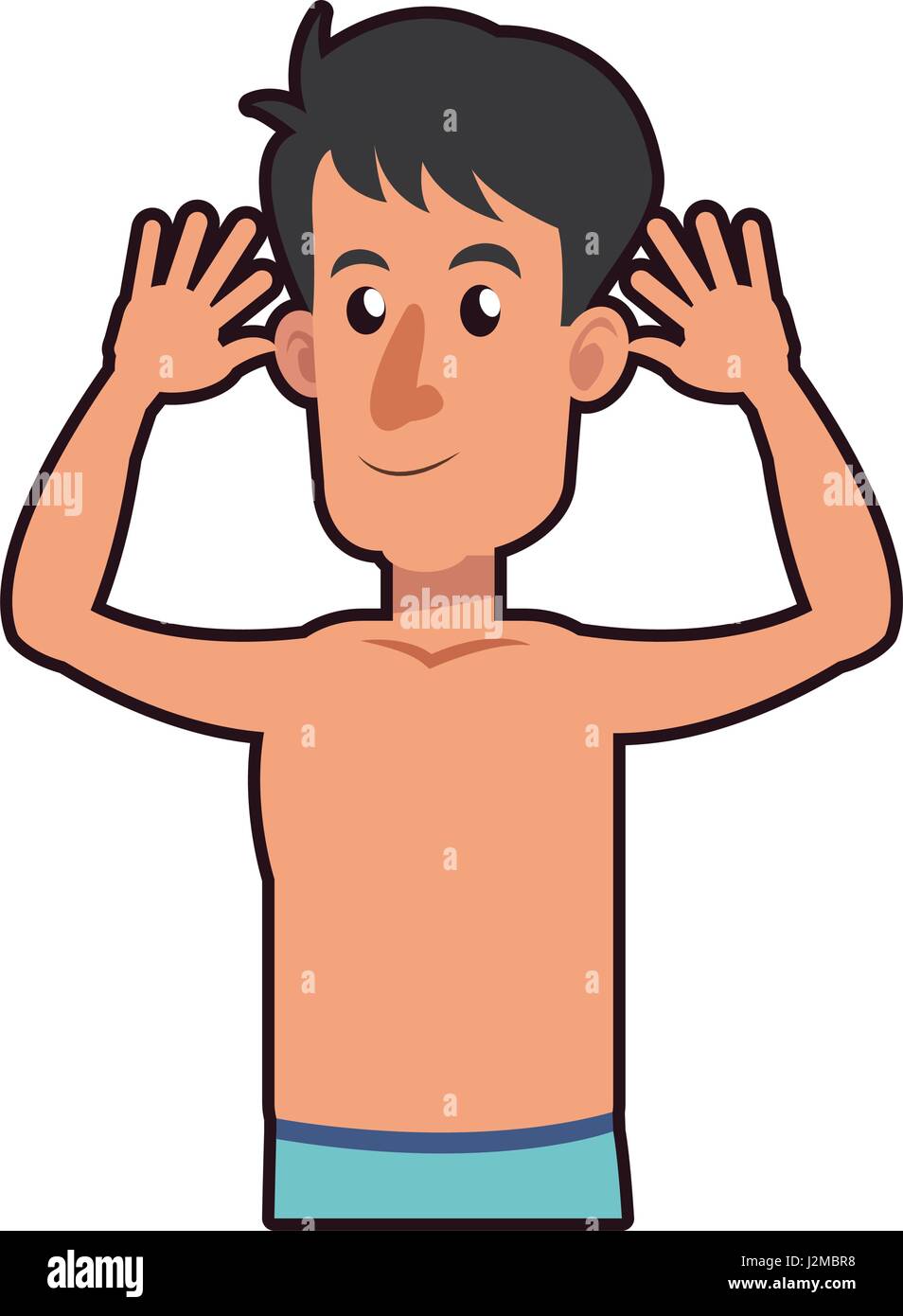 character man with hands raised without shirt Stock Vector Image & Art ...