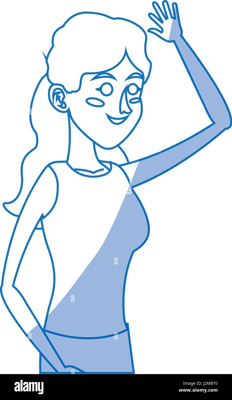 character woman her arm raised image Stock Vector Image & Art - Alamy