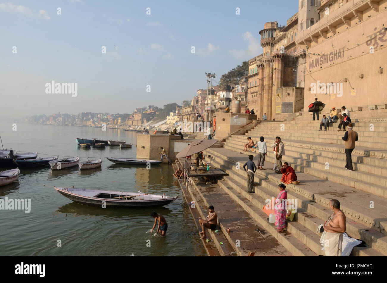 Ghats on the River Ganges, Varanasi (Benares, Uttar Pradesh, India ...