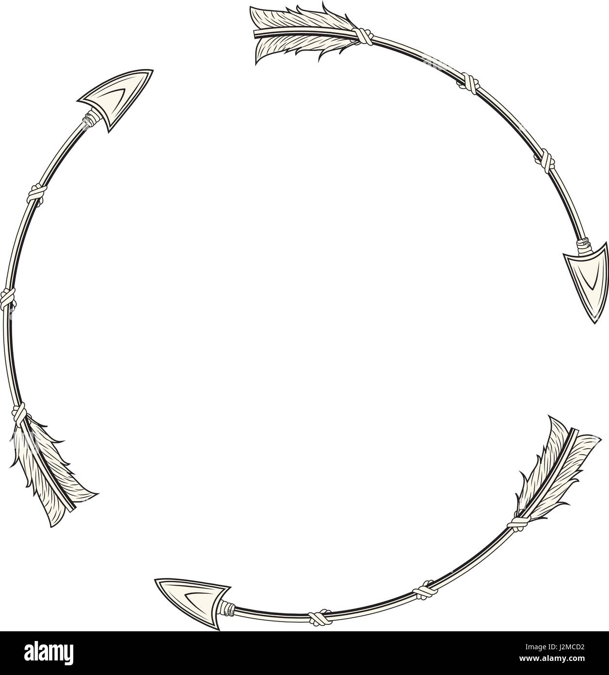 free spirit arrow rustic tribal decoration round Stock Vector Image ...