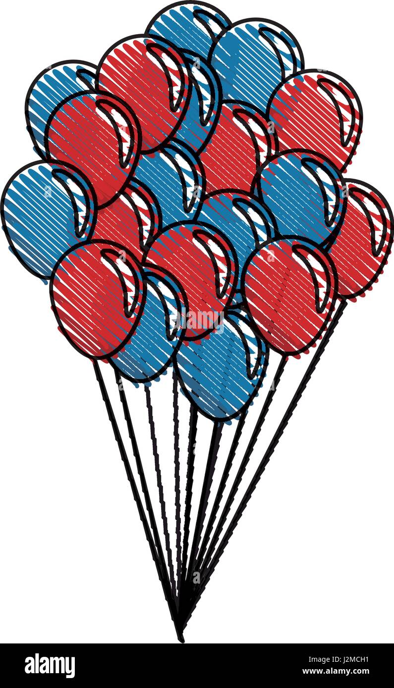 drawing balloons flying decoration national party Stock Vector Image ...