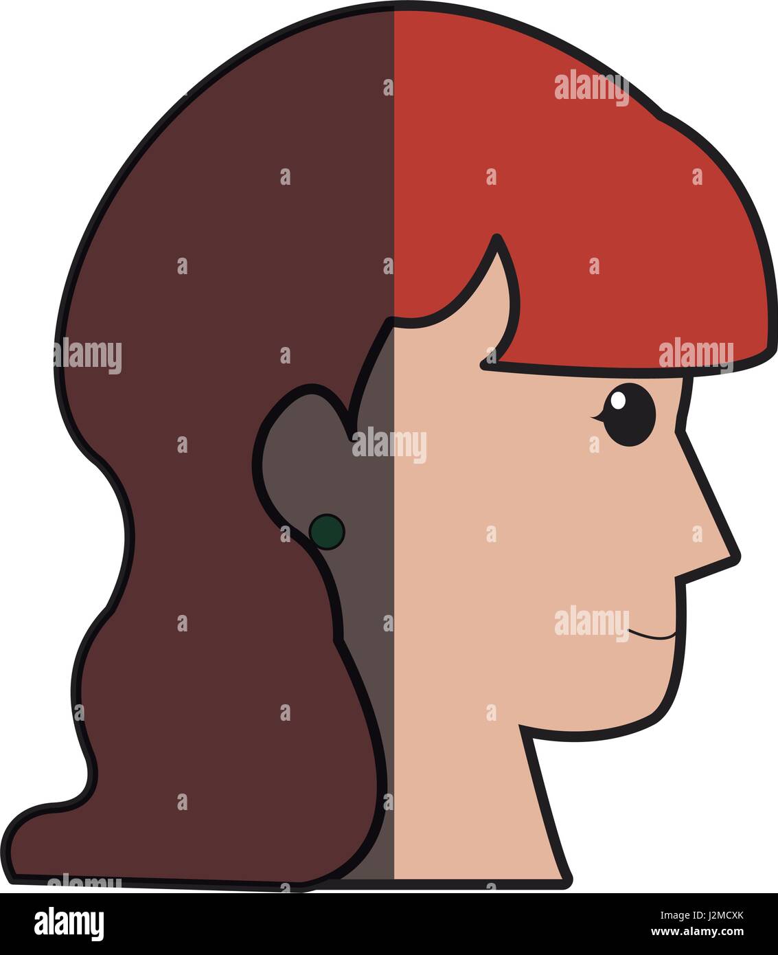profile head woman female long hair shadow Stock Vector Image & Art - Alamy