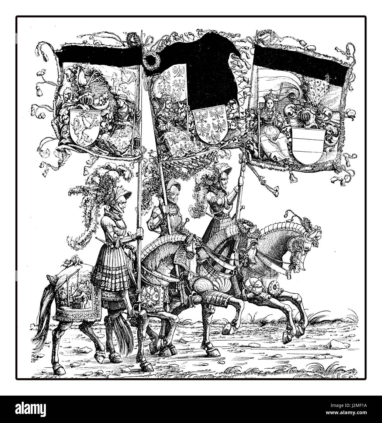 Austrian knights from Hans Burgkmair's Triumph of Maximilian I ...