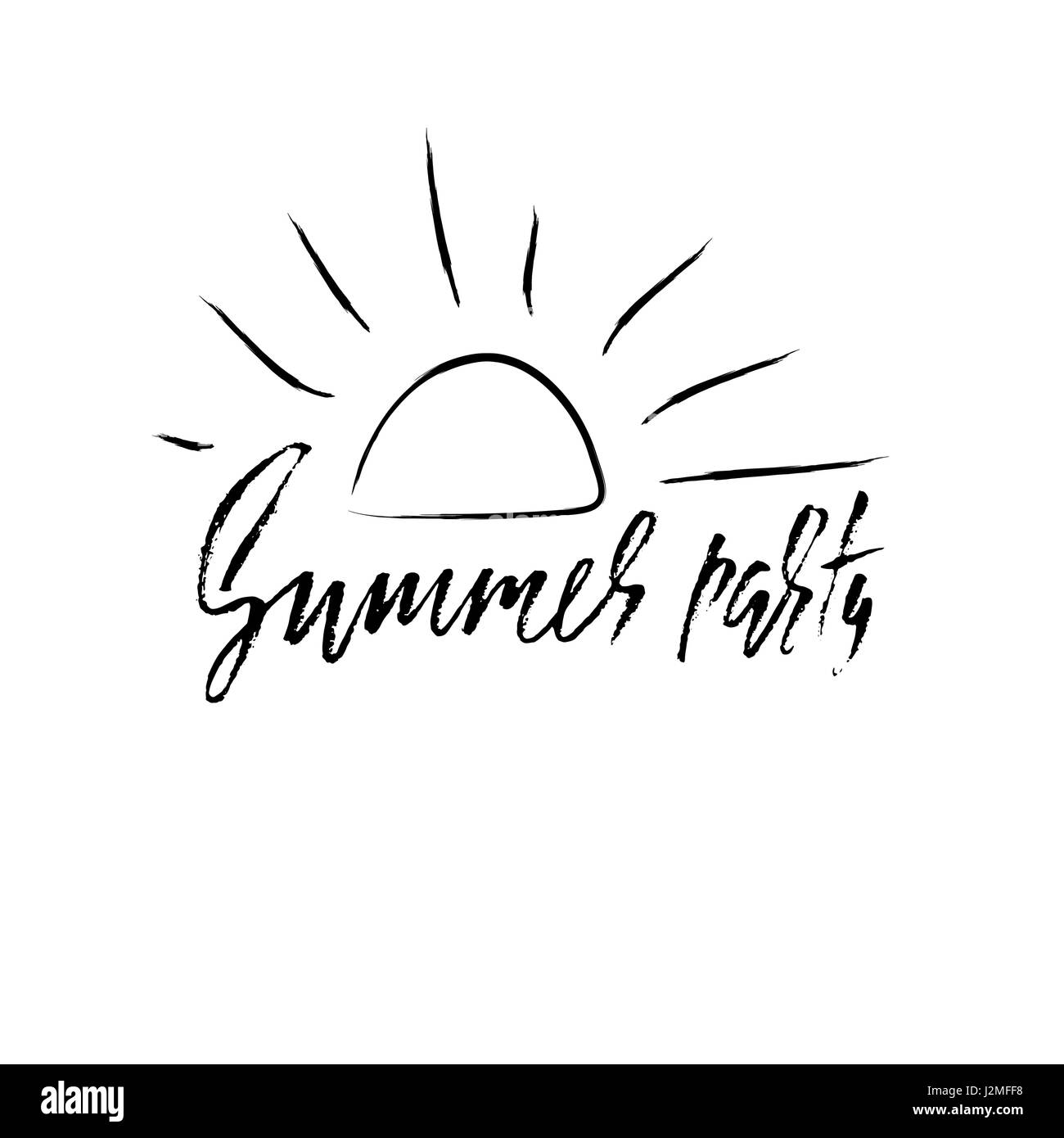 Summer party. Ink hand lettering. Modern brush calligraphy. Handwritten ...