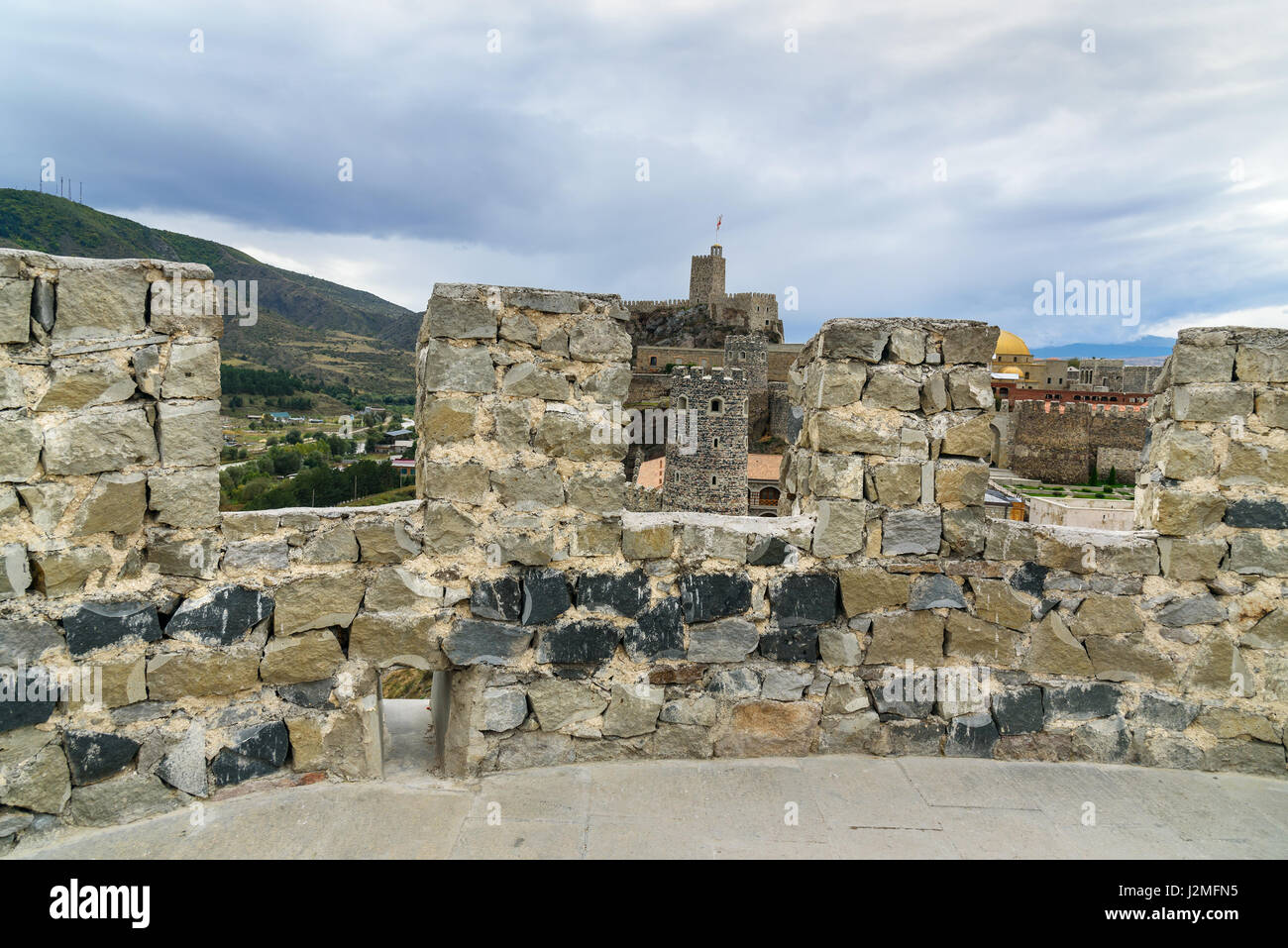 On the tower of Rabati Castle complex in Akhaltsikhe, Georgia Stock ...