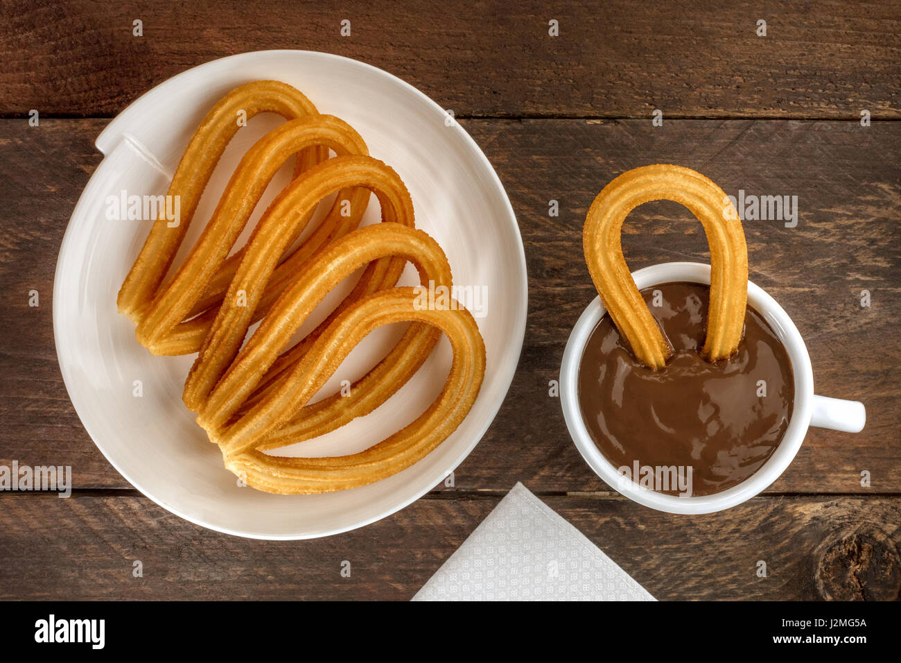 An overhead photo of churros, traditional Spanish, and especially ...
