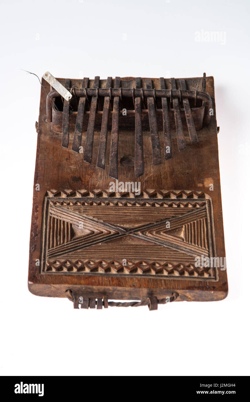 African handmade music instrument isolated on white background Stock ...