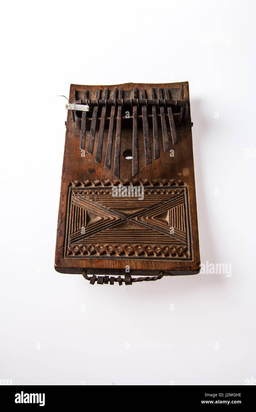 African handmade music instrument isolated on white background Stock ...