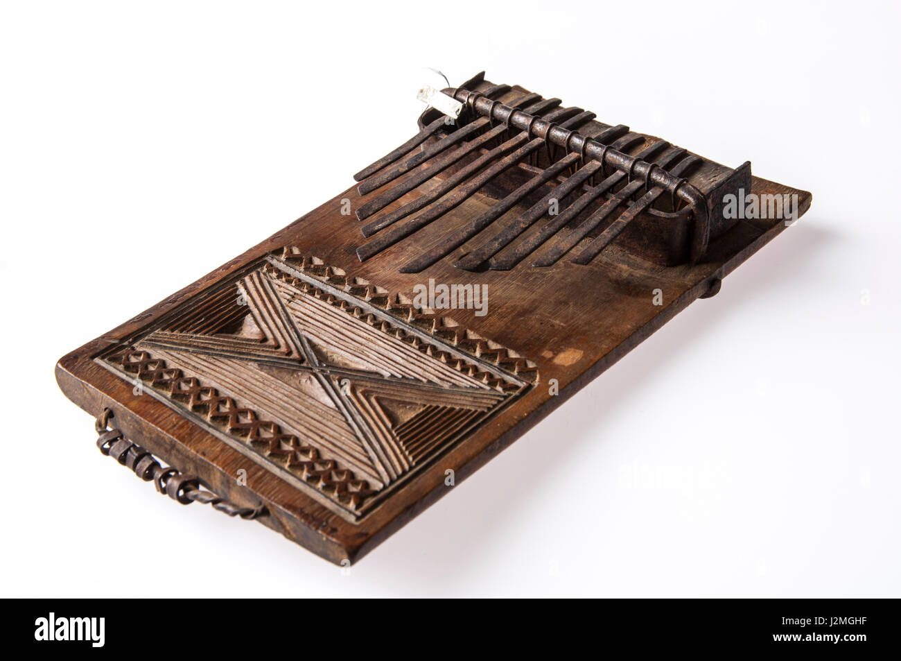 African handmade music instrument isolated on white background Stock ...