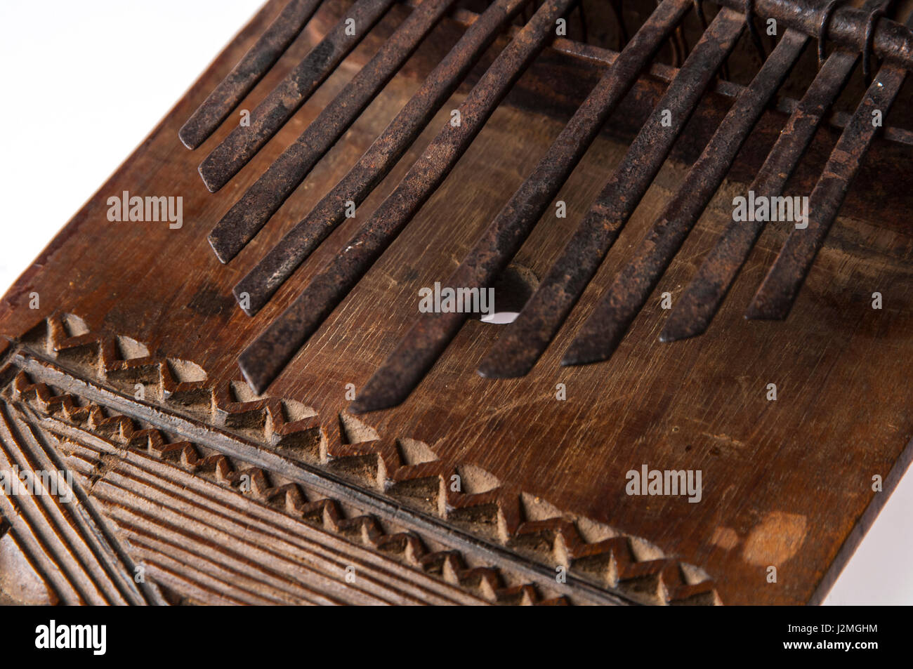 African handmade music instrument isolated on white background Stock ...