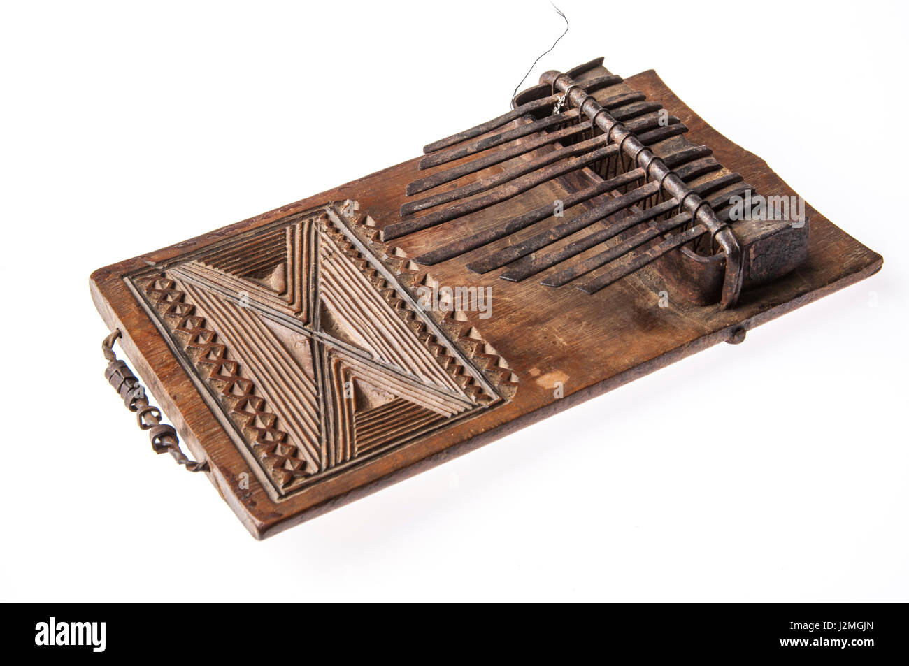 African handmade music instrument isolated on white background Stock ...