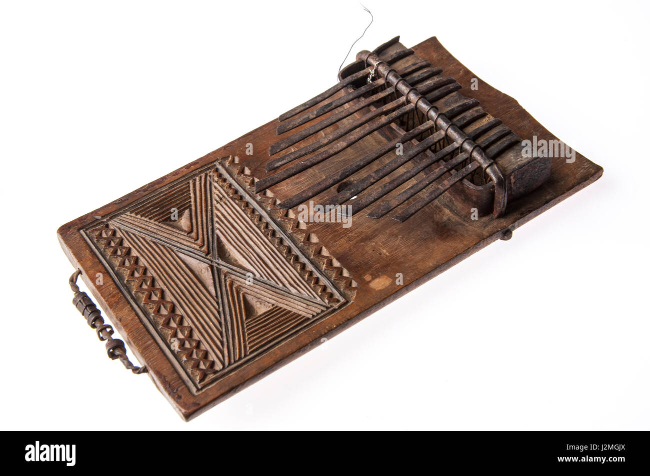 African handmade music instrument isolated on white background Stock ...