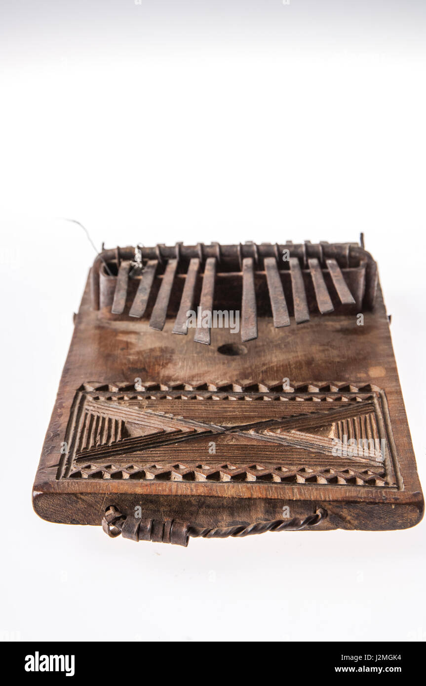 African handmade music instrument isolated on white background Stock ...
