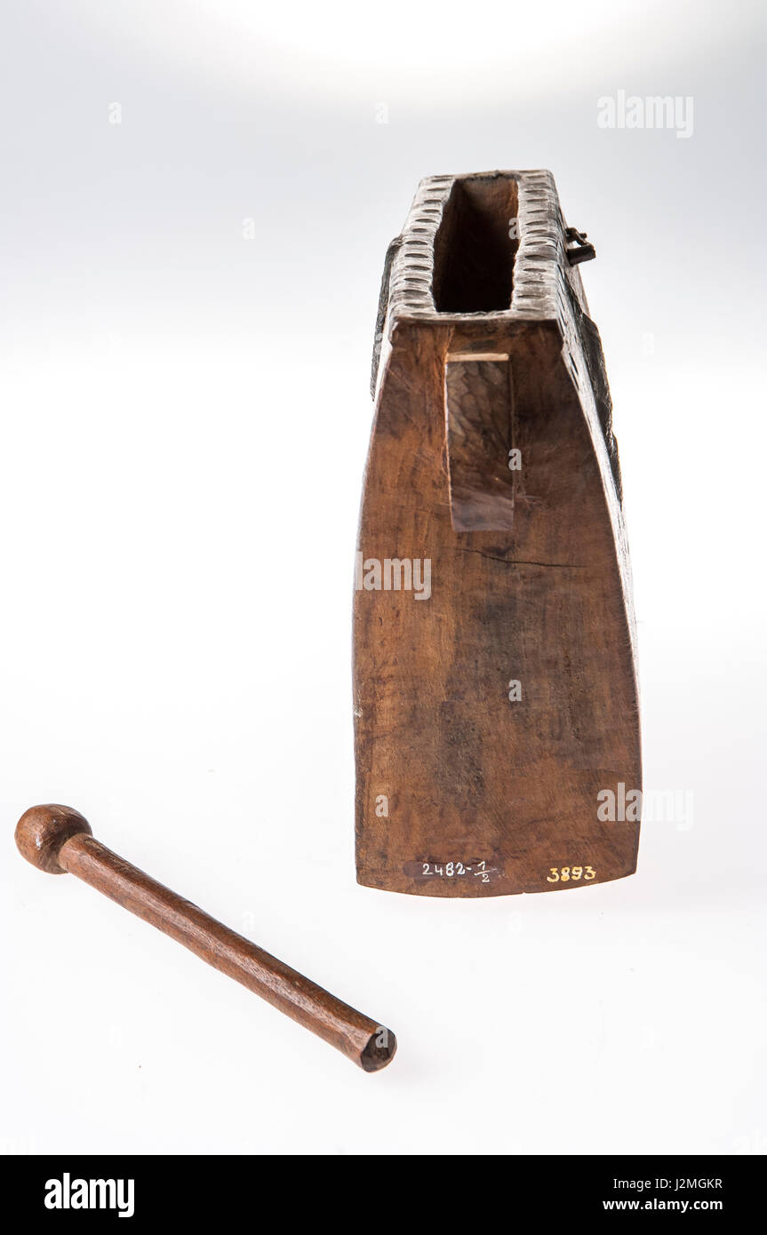 African handmade music instrument isolated on white background Stock ...