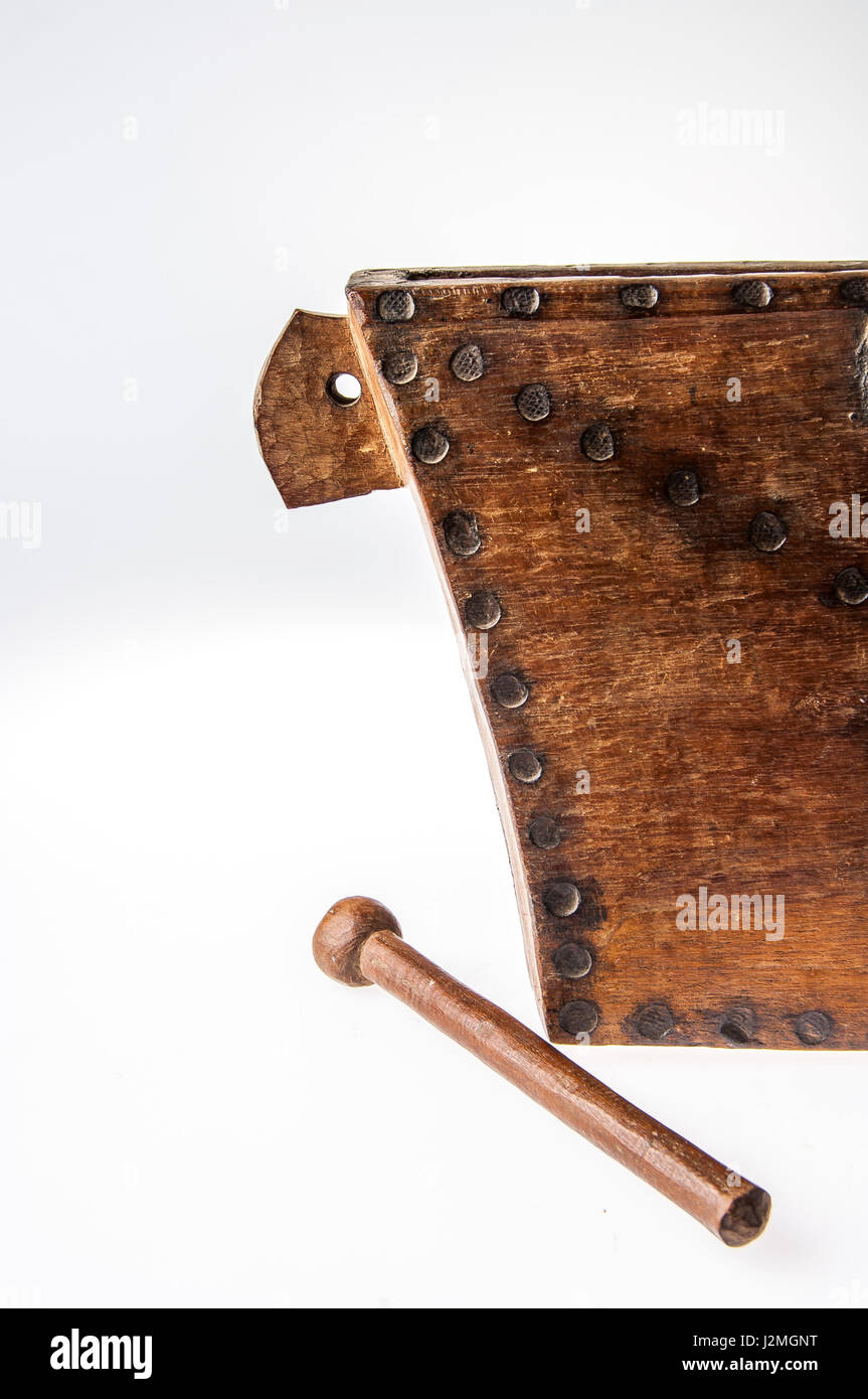 African handmade music instrument isolated on white background Stock ...