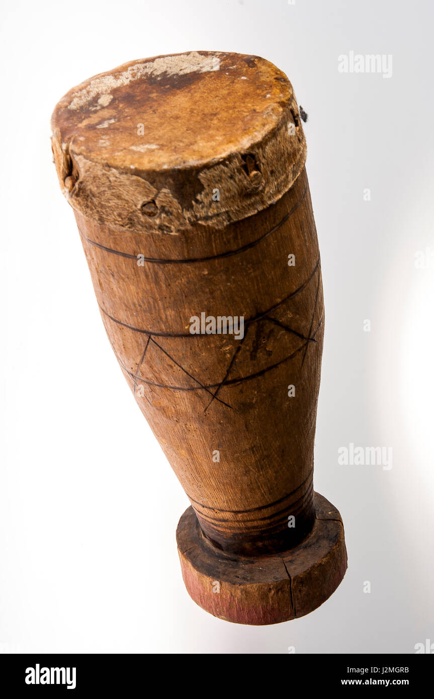African handmade music instrument isolated on white background Stock ...