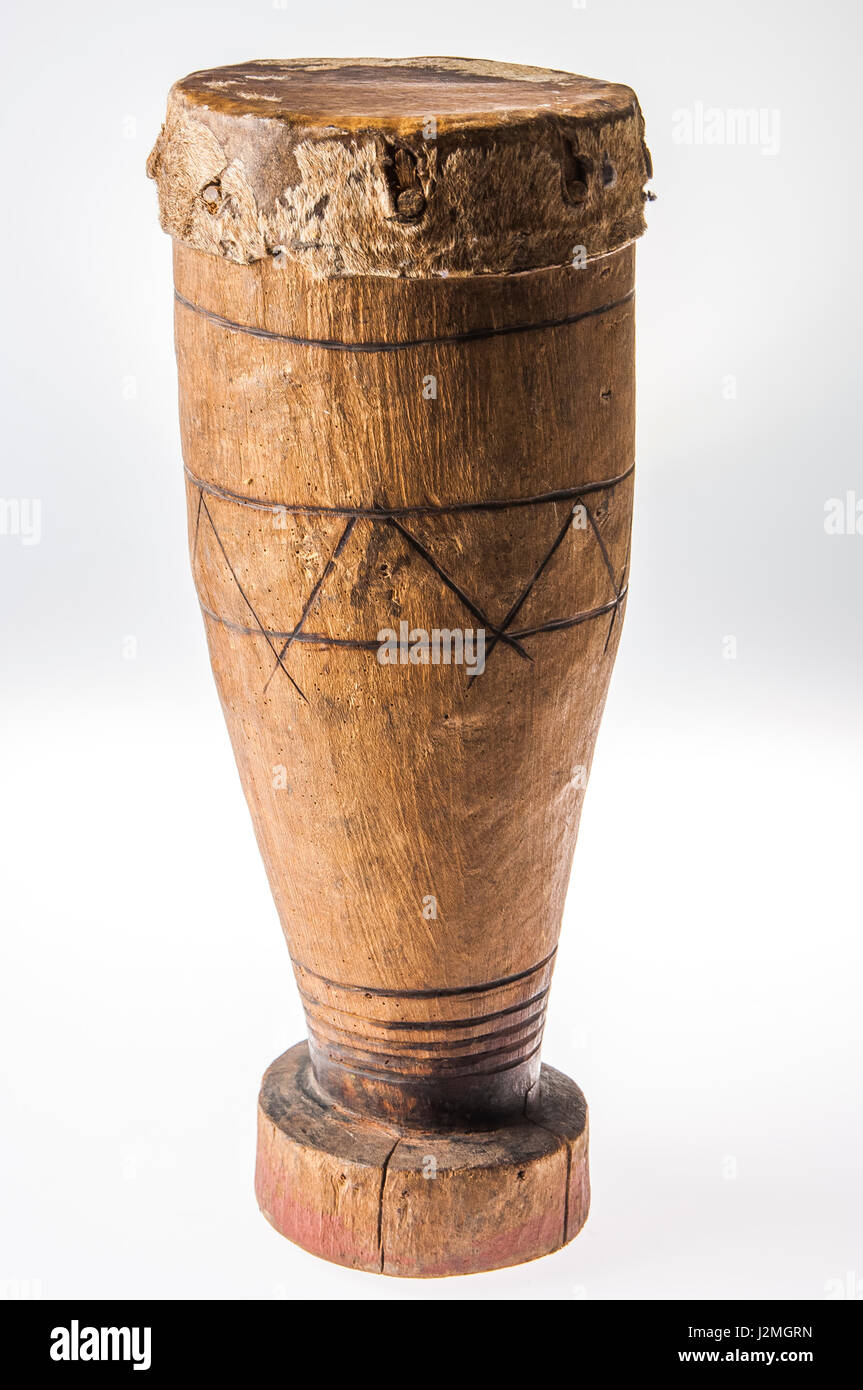 African handmade music instrument isolated on white background Stock ...