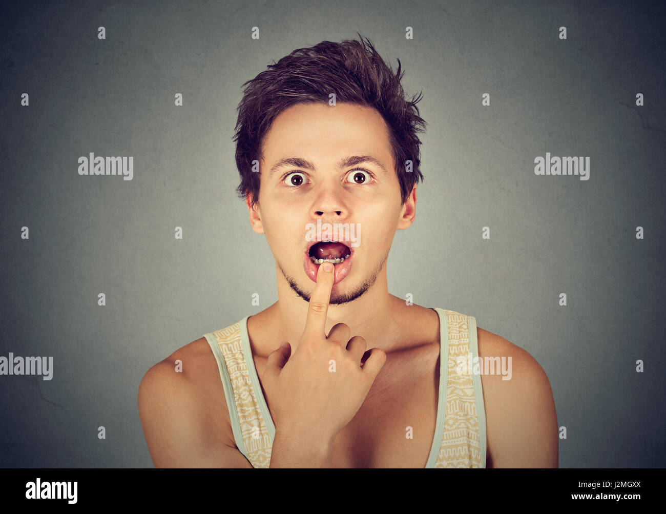 closeup portrait surprised young man Stock Photo - Alamy