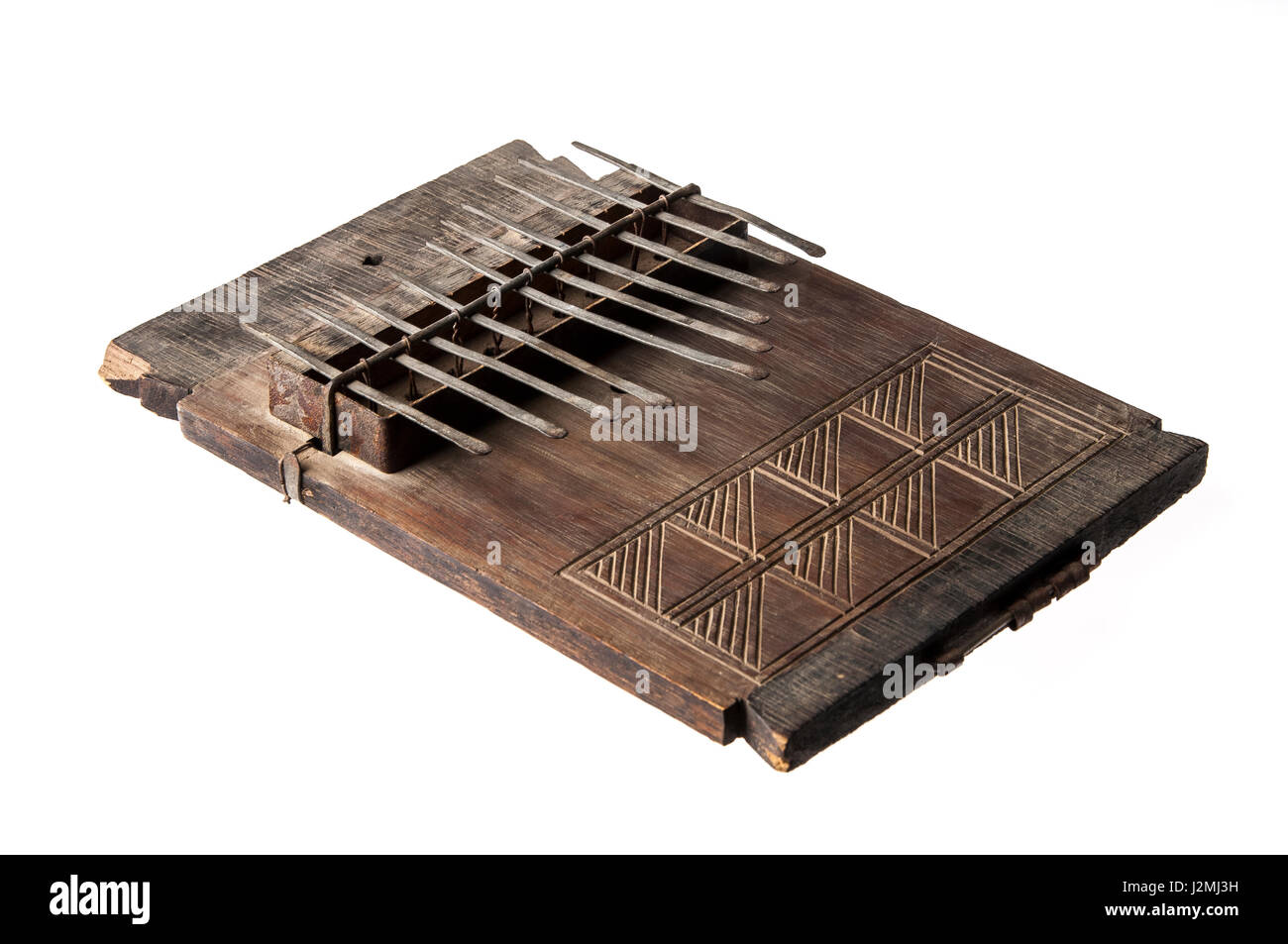 African handmade music instrument isolated on white background Stock ...