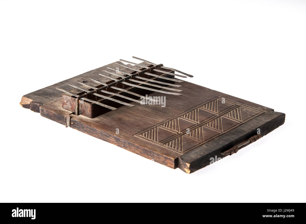 African handmade music instrument isolated on white background Stock ...