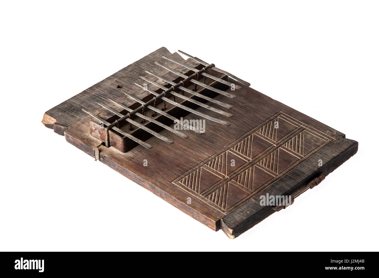 African handmade music instrument isolated on white background Stock ...