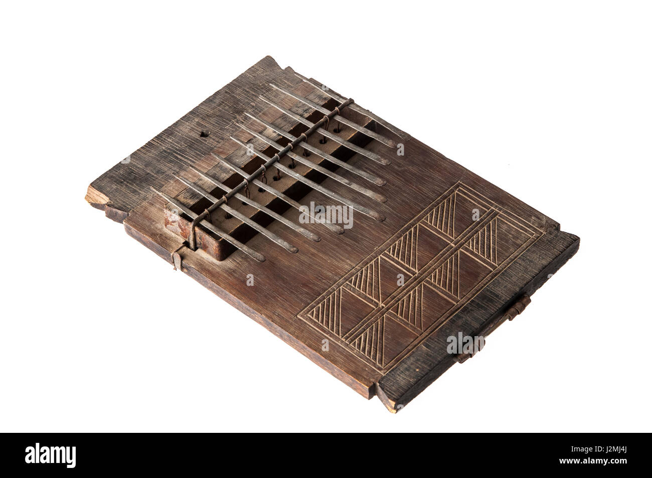 African handmade music instrument isolated on white background Stock ...