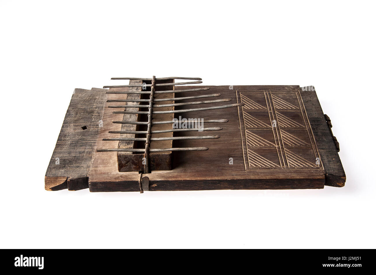 African handmade music instrument isolated on white background Stock ...