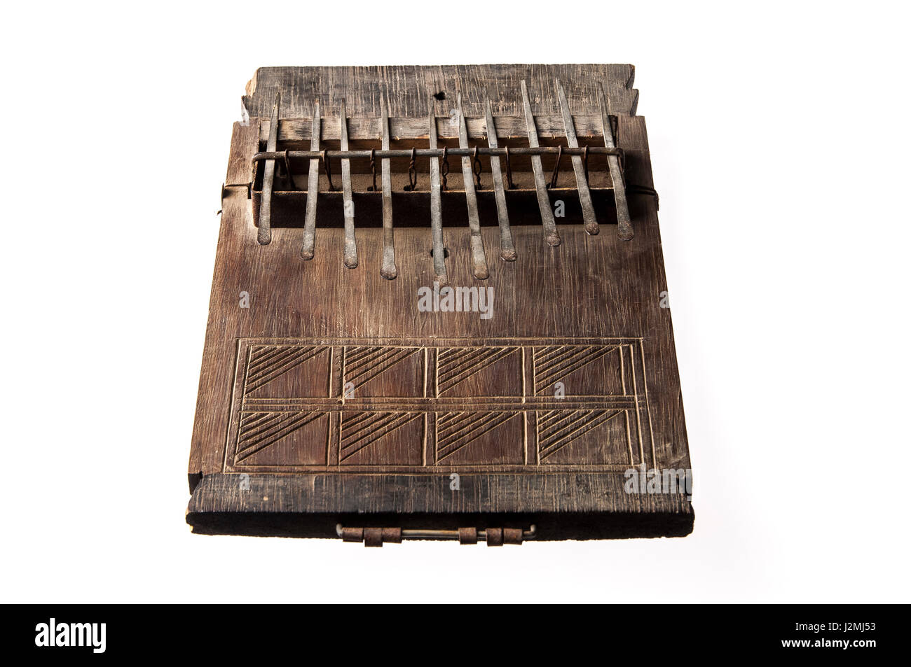 African handmade music instrument isolated on white background Stock ...