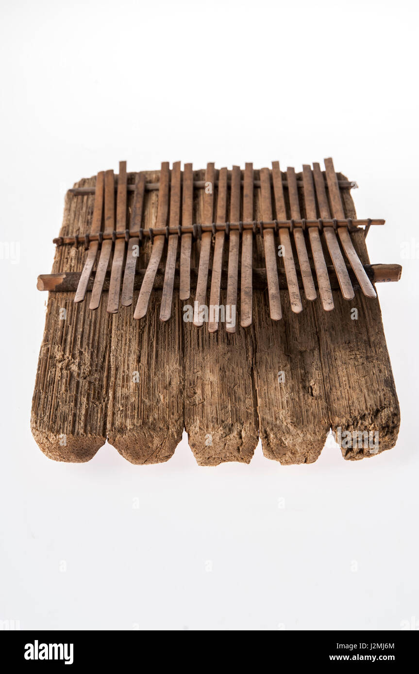 African handmade music instrument isolated on white background Stock ...
