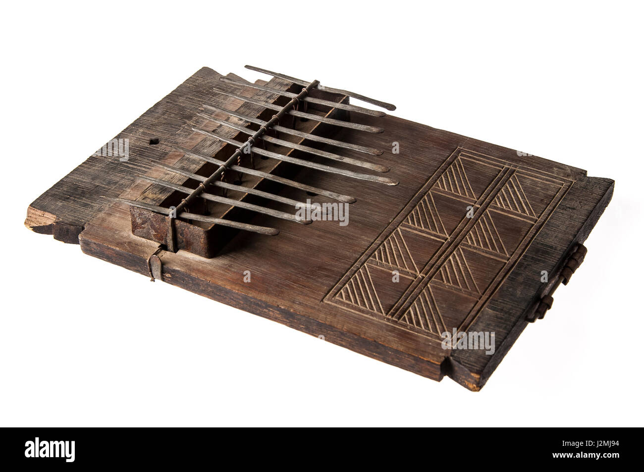 African handmade music instrument isolated on white background Stock ...