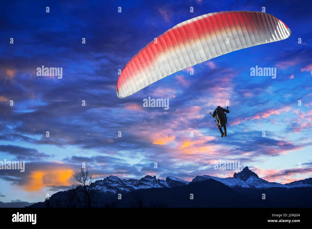 Flying over mountains in winter hi-res stock photography and images - Alamy