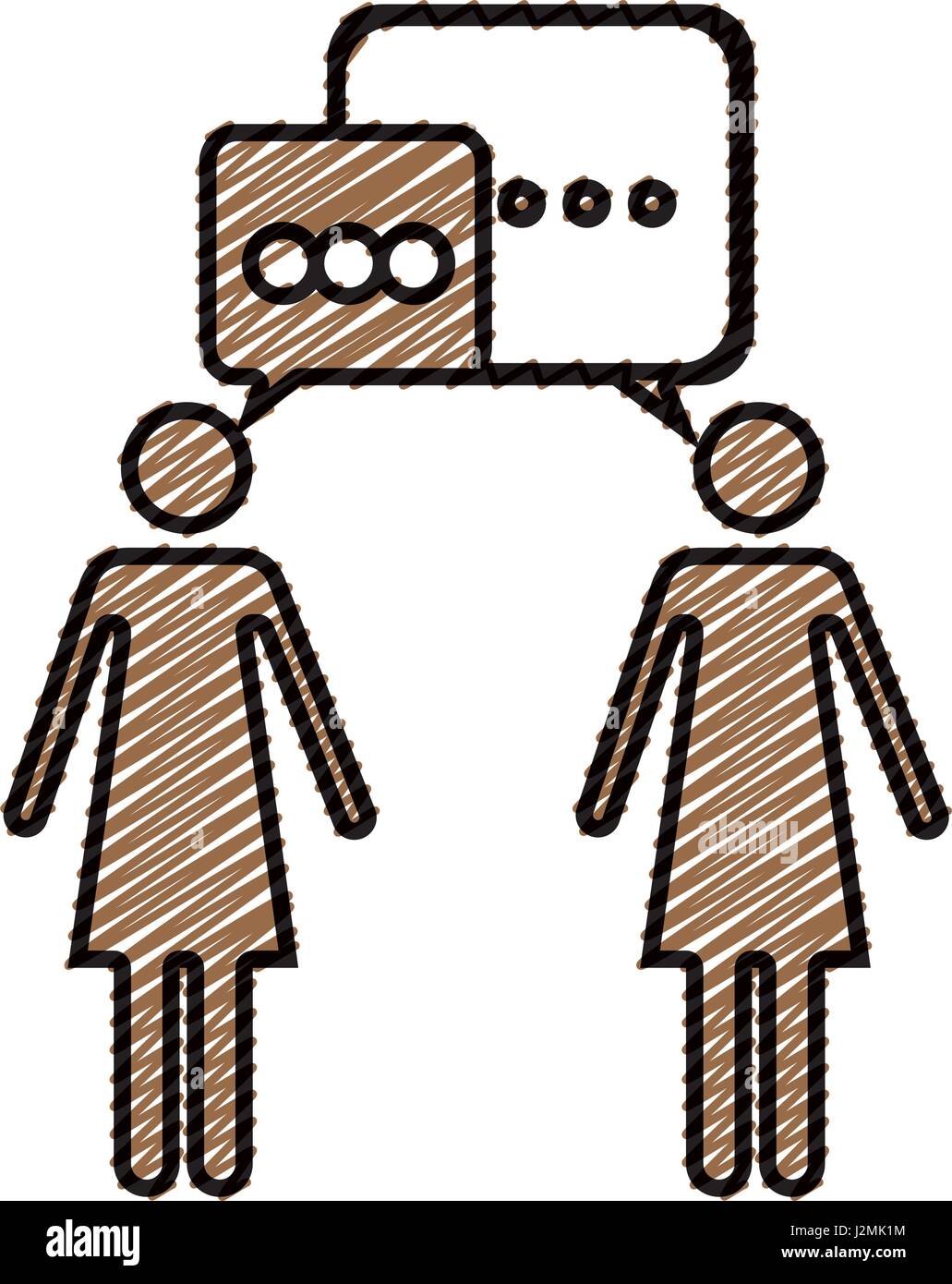 color pencil drawing silhouette of pictogram women's dialogue Stock ...