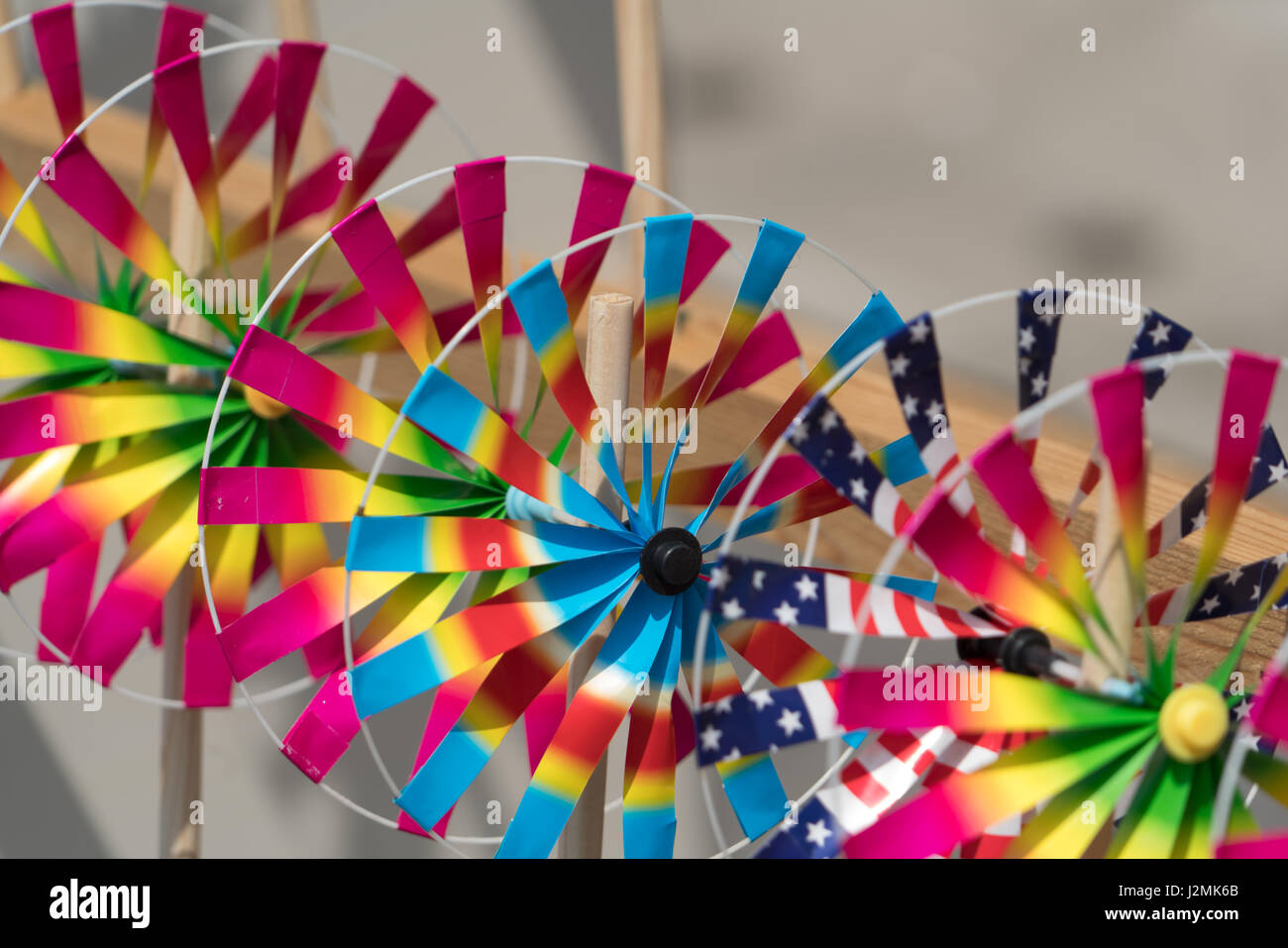 Close up the rainbow pinwheel toy, colorful turbines toy Stock Photo ...