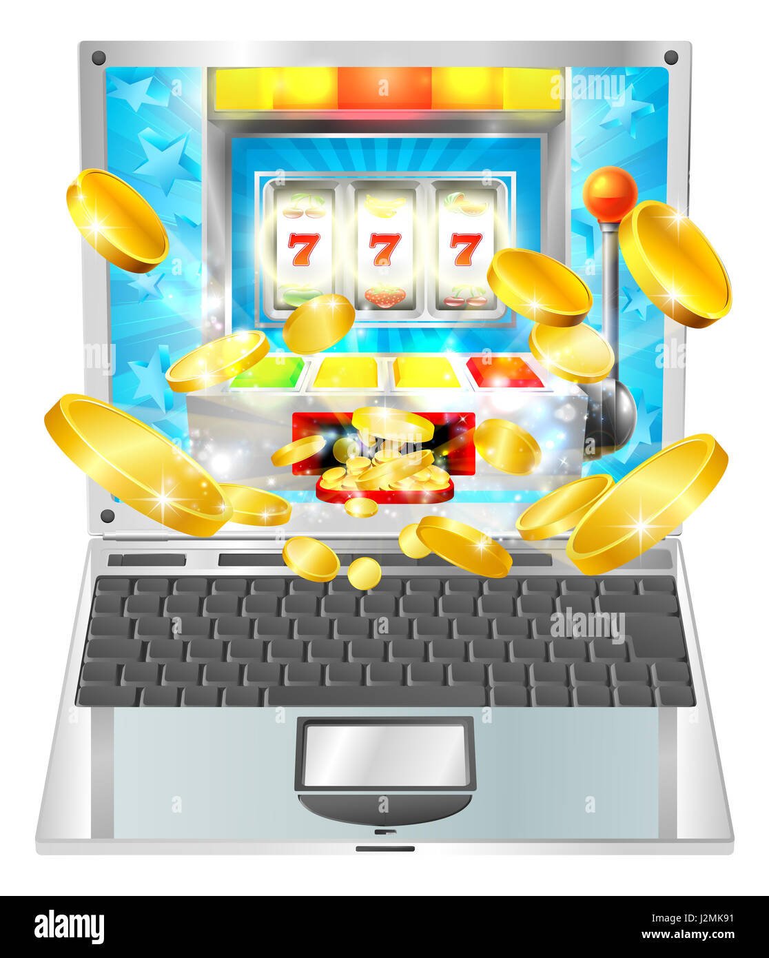 A slot machine laptop computer concept illustration Stock Photo - Alamy