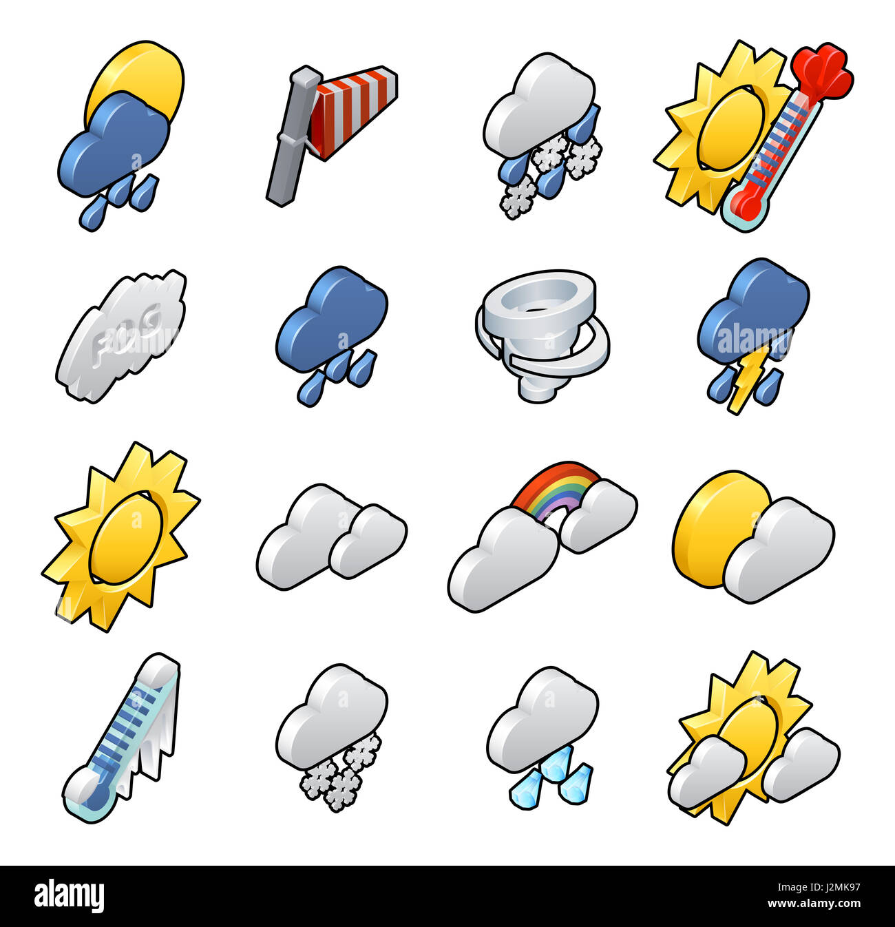 A set of weather forecast icons in a 3d isometric style Stock Photo - Alamy