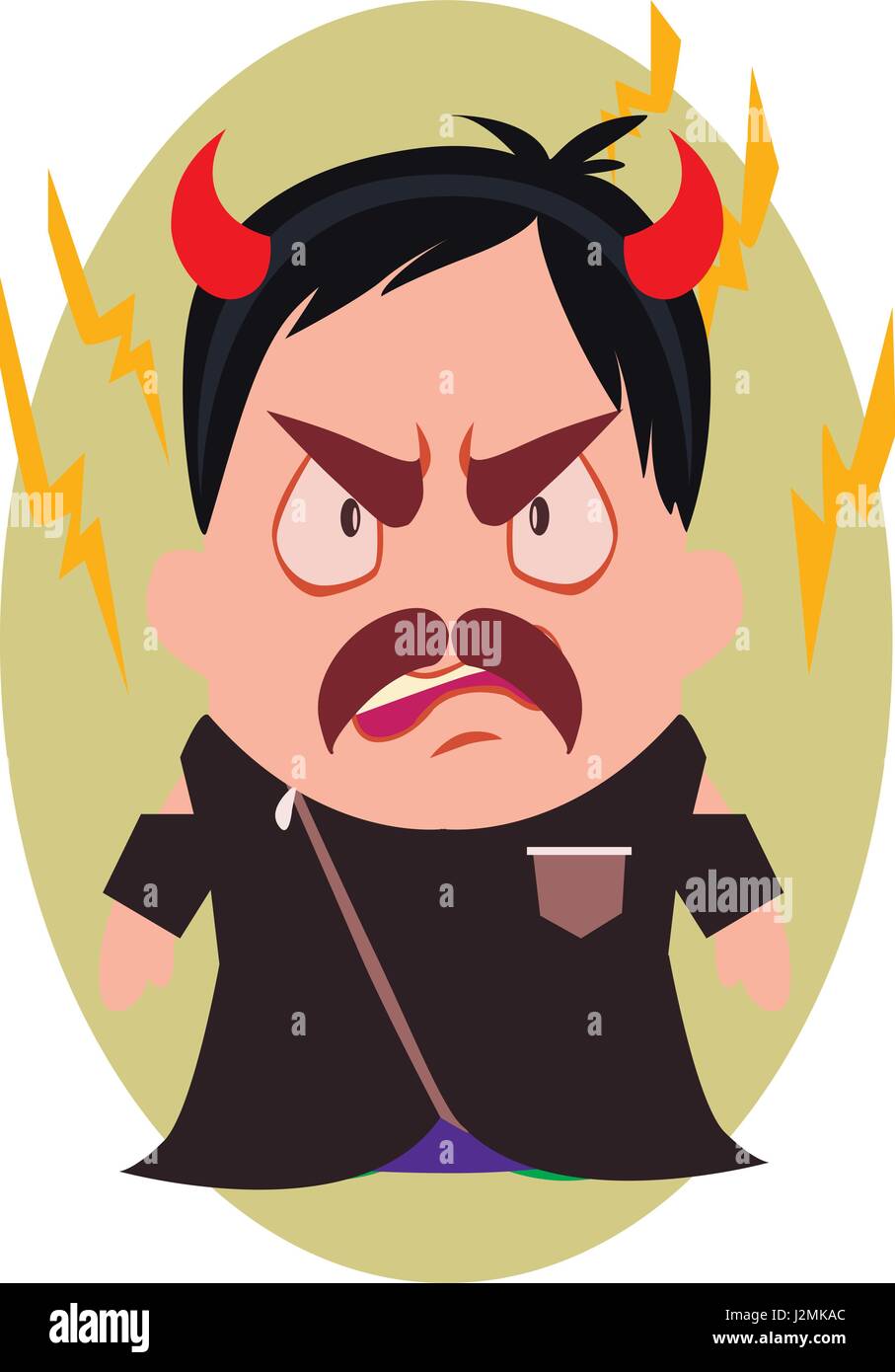 Villain Devil Frowning Avatar of Little Person Cartoon Character in ...