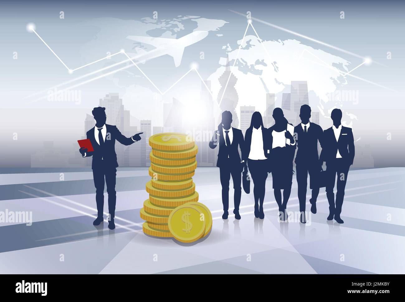 Silhouette Business People Team Success Finance Money Wealth Stock ...