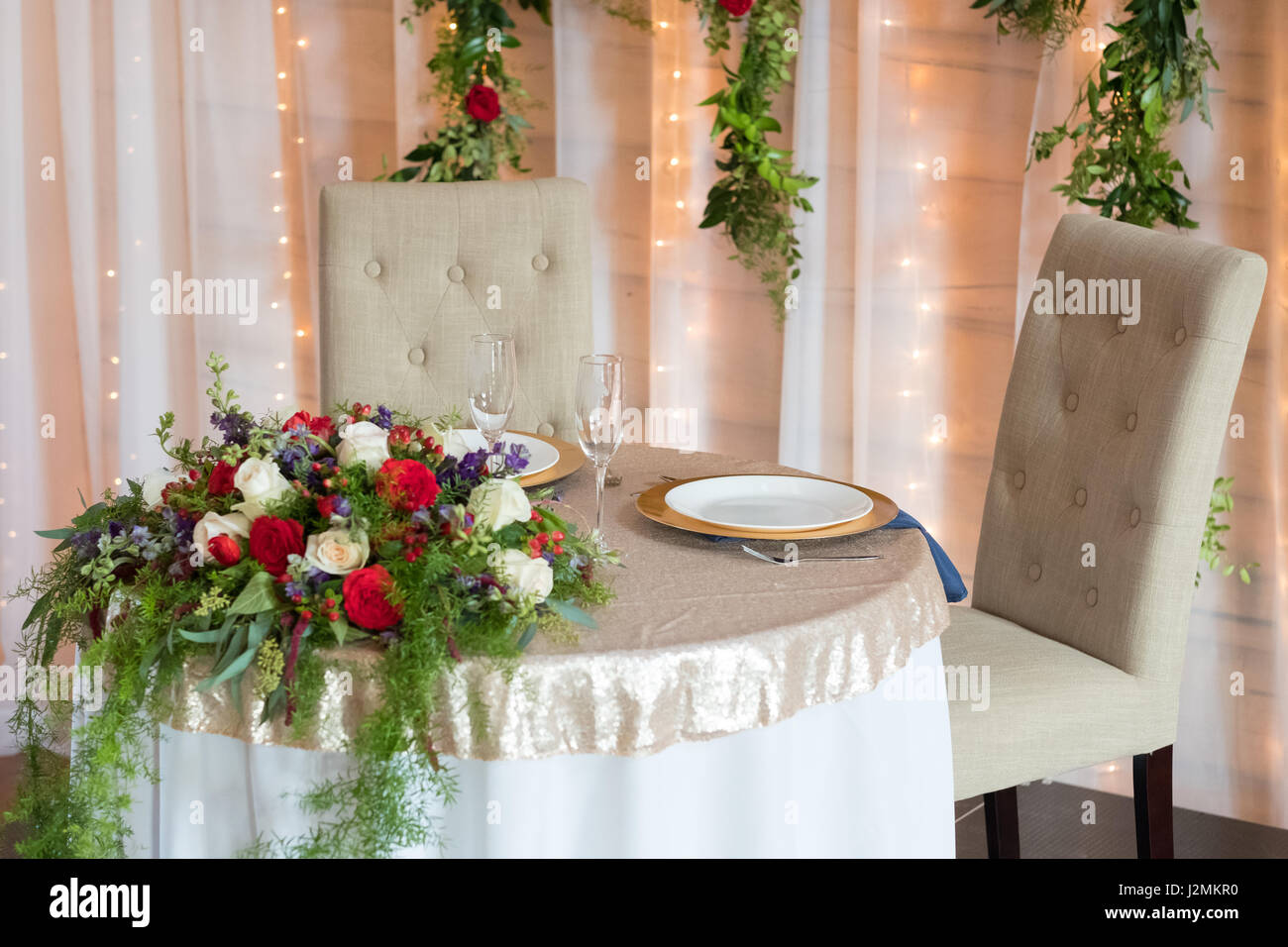 Sweetheart Table for Bride and Groom Stock Photo - Alamy