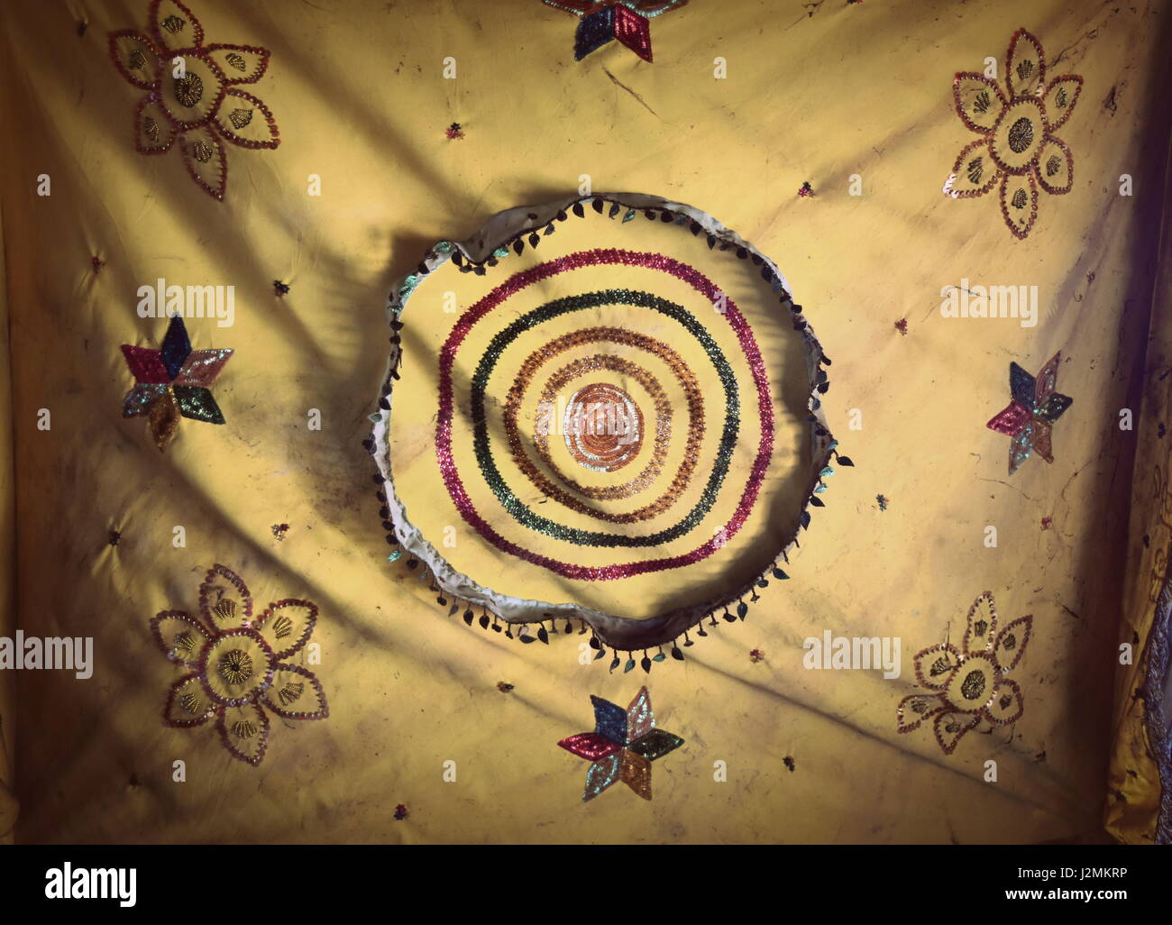 Yellow ceiling banner with concentric circles in Prasat Ta Prohm ...