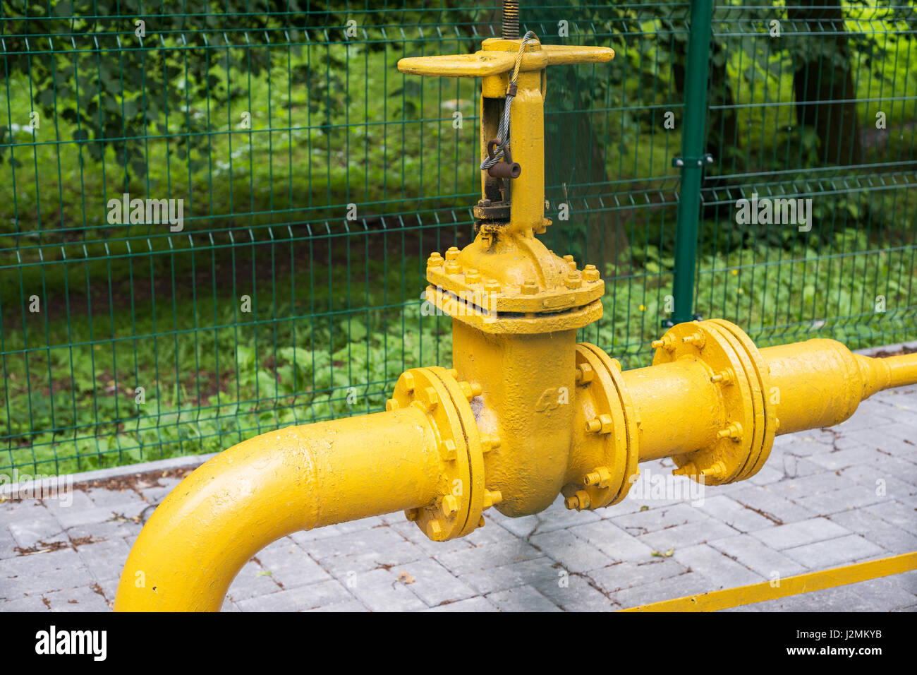 Gas distribution point with a wardrobe yellow Stock Photo - Alamy