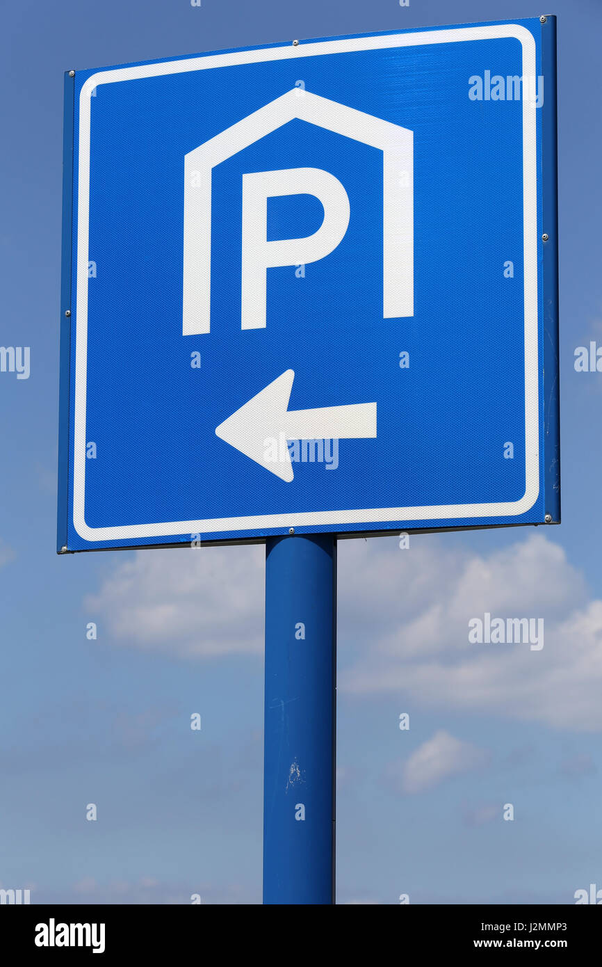 Dutch road sign: covered car park Stock Photo - Alamy