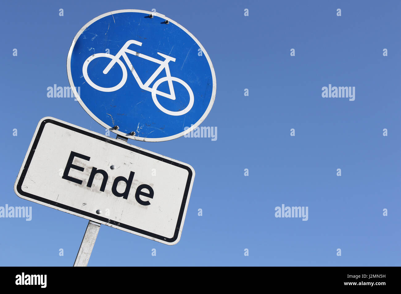 German road sign: end of cycle path Stock Photo - Alamy