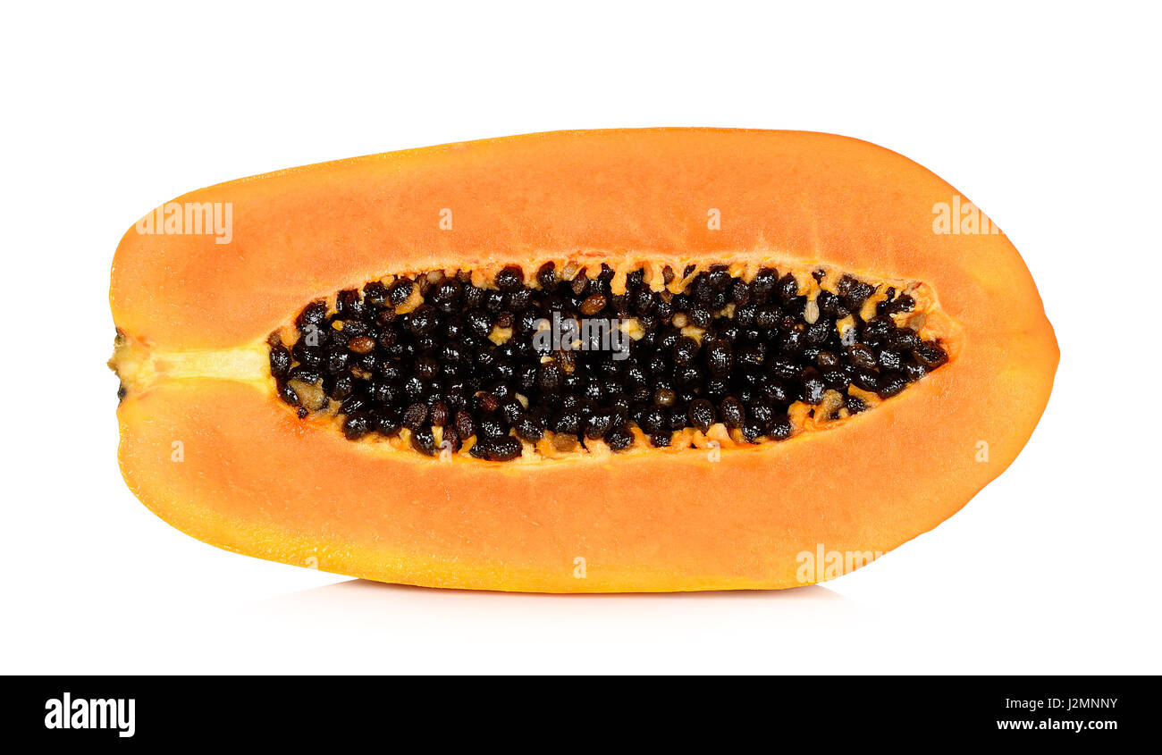 Half of ripe papaya isolated on the white background Stock Photo - Alamy