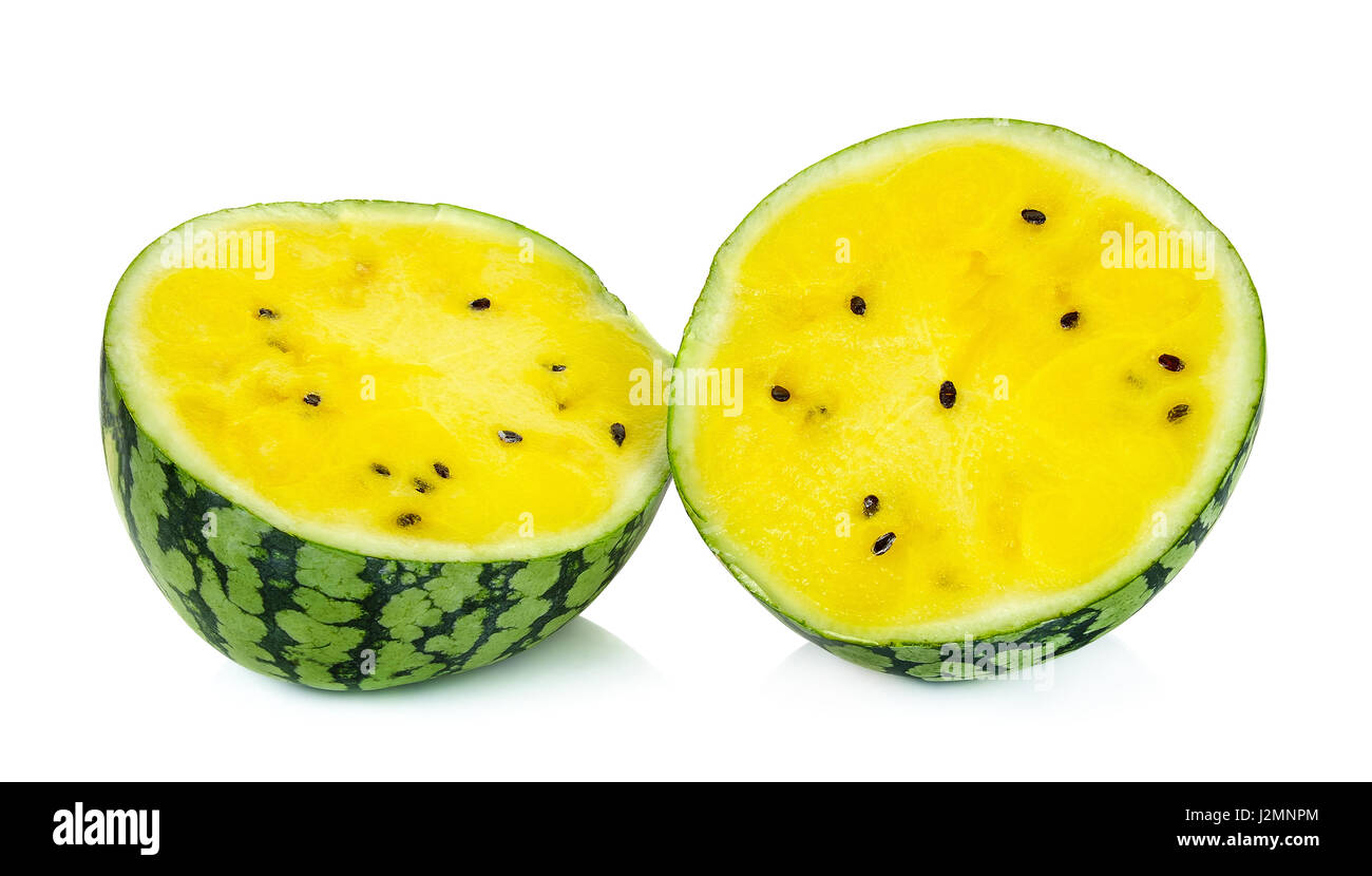 yellow watermelon isolated on the white background Stock Photo - Alamy