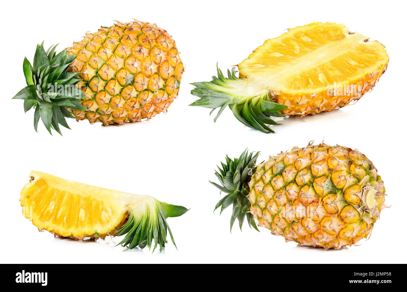 Set of pineapple isolated on white background Stock Photo - Alamy
